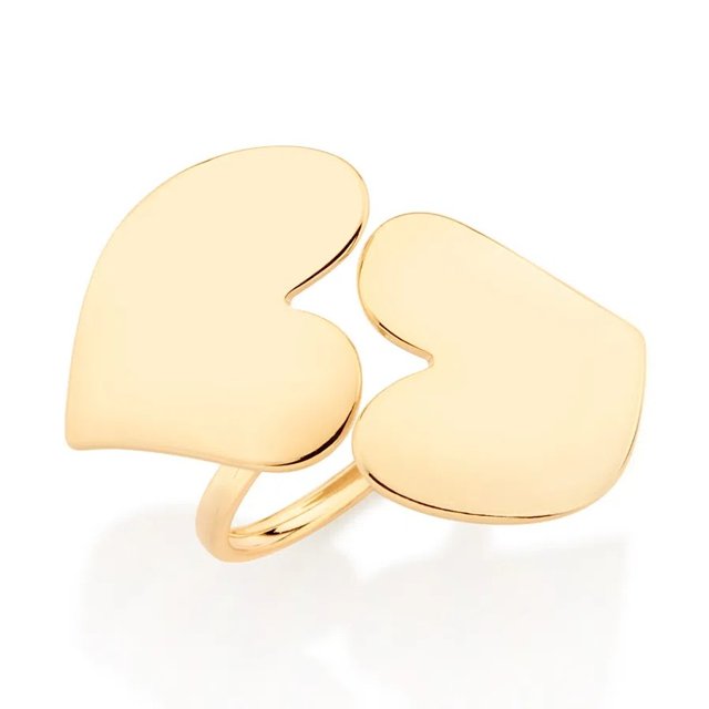 ANEL ROMMANEL GRANDE AJUSTÁVEL DOIS CORAÇÃOES NAS PONTAS 513248 | Store ...