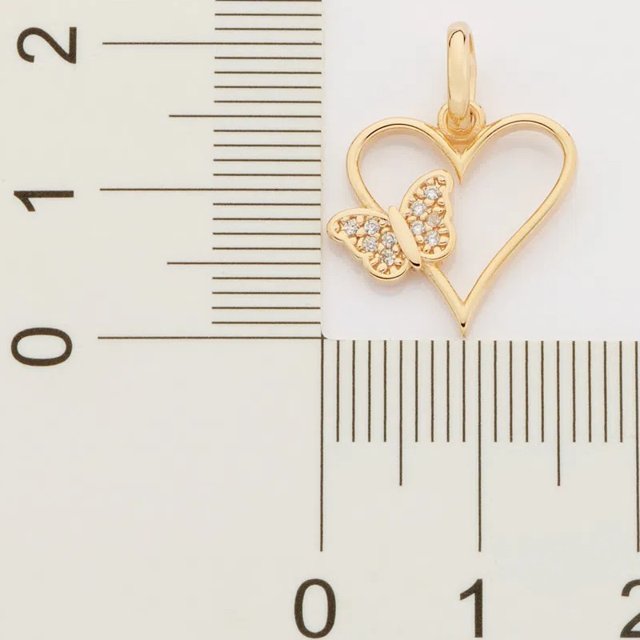 PINGENTE ROMMANEL CORAÇÃO E BORBOLETA CRAVEJADA ZIRCÔNIAS 542656 ...