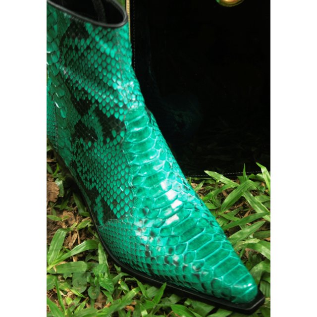BOTA FEMININA DONNA PYTHON VERDE ESMERALDA | Capotacco