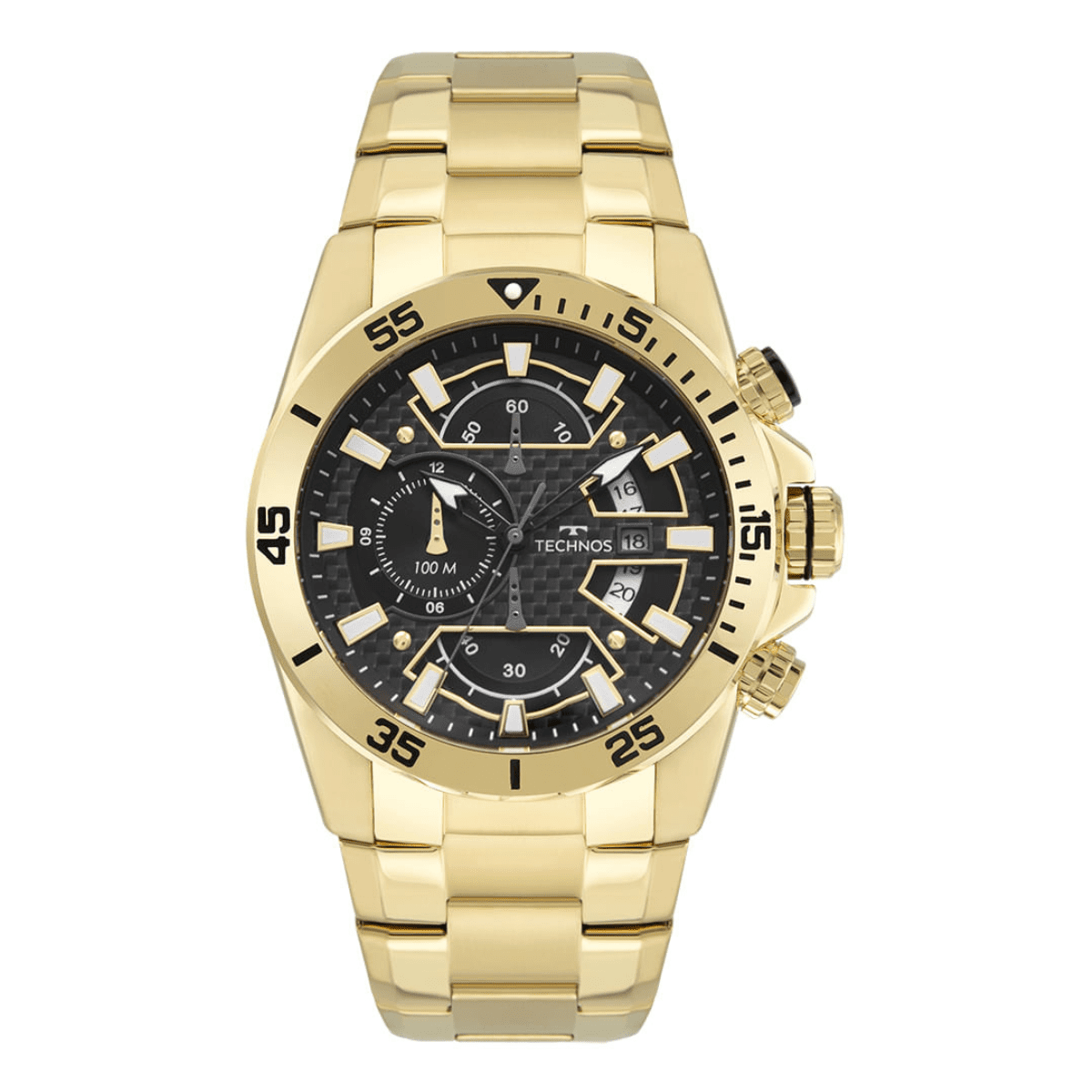 Relógio Masculino Technos Carbon Dourado À Prova D'água 100M OS10FJ/1P ...