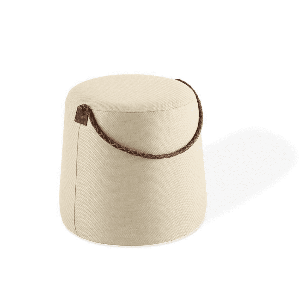 Puff Parma com Alça em Couro Trançada Assento 45cm Revestido Tecido ...