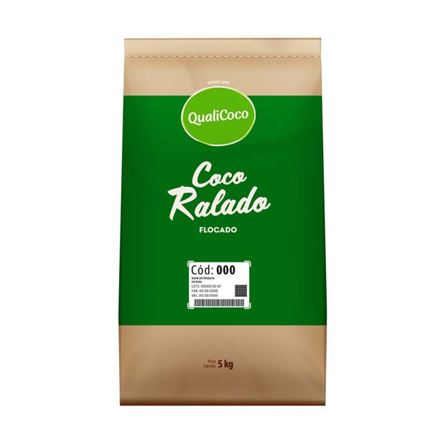 Coco Ralado Flocado Integral QualiCoco 5kg – Natural | Loja QualiCoco