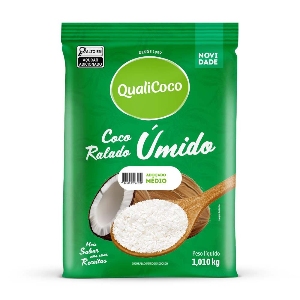Coco Ralado Médio Úmido e Adoçado QualiCoco 1,010kg – Ideal para ...
