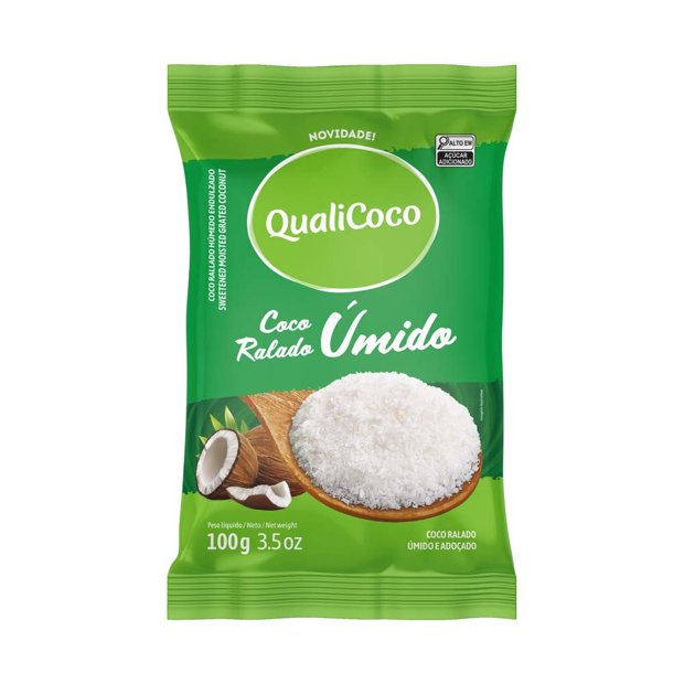 Coco Ralado Úmido e Adoçado QualiCoco 100g – Pronto para Suas Receitas ...