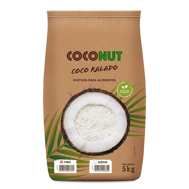Coco Ralado Adoçado Médio - Pacote 5kg | Coconut | Loja QualiCoco