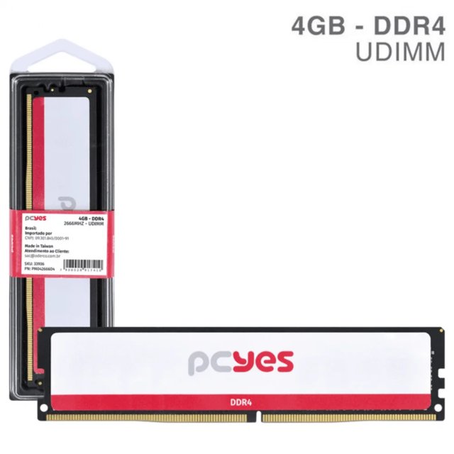 Memória RAM para PC Pcyes UDIMM, 4GB, 2666MHz, DDR4 | Supremo Informática