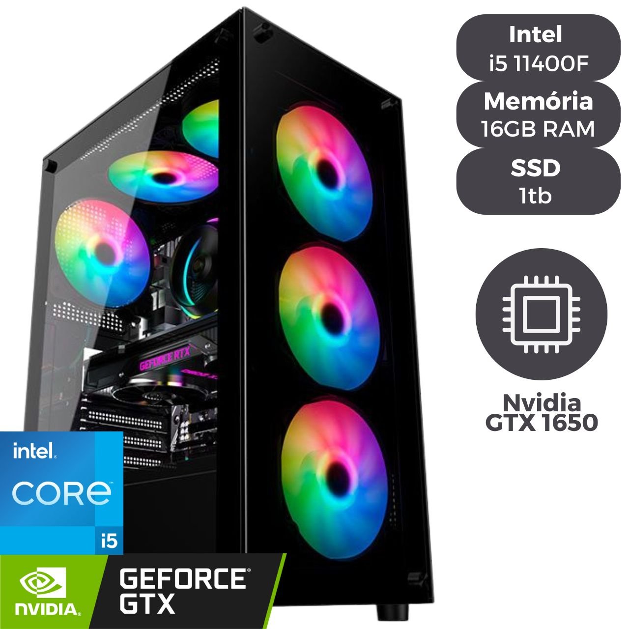 PC Gamer com Processador Intel Core i5 de Décima Primeira Geração e ...