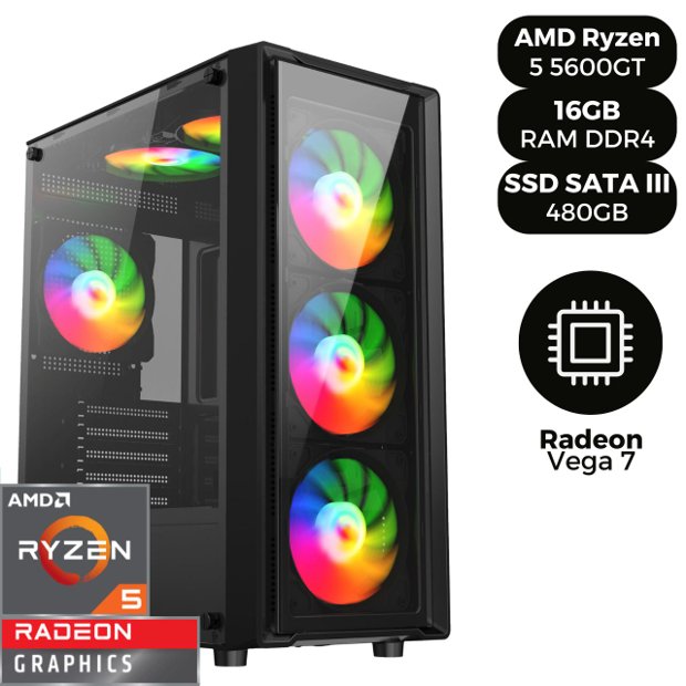 PC Gamer com AMD Ryzen 5 5600GT, Radeon Vega 7, 16GB RAM, SSD SATA III 480GB | Supremo Informática