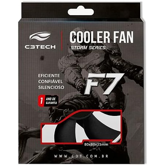 Cooler Fan C3Tech F7-100BK Storm 12x12x2.5 cm Preto - Rolamento FDB 12v ...