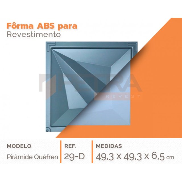 F29D - FÔRMA ABS PIRAMIDE QUÉFREN (Desenho c/ 8 faces) - 49.3x49.3x6,5 ...