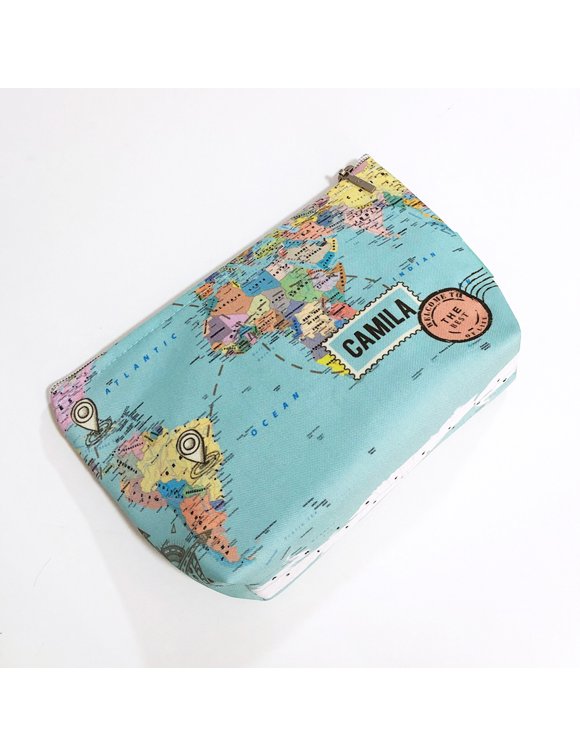 Necessaire Clutch Personalizada Mapa-Múndi - Turquesa | Inspira ...