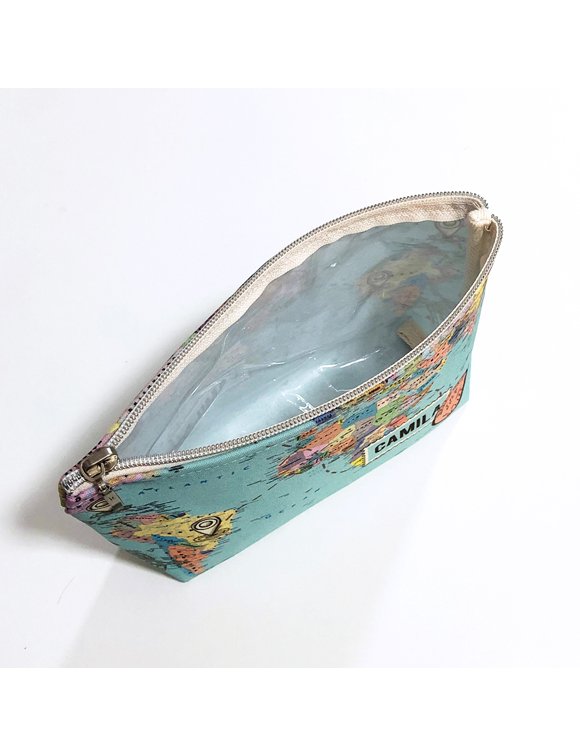 Necessaire Clutch Personalizada Mapa-Múndi - Turquesa | Inspira ...