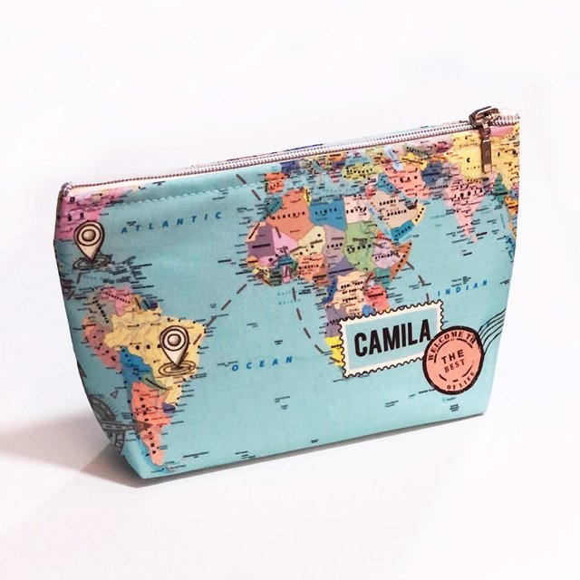 Necessaire Clutch Personalizada Mapa-Múndi - Turquesa | Inspira ...