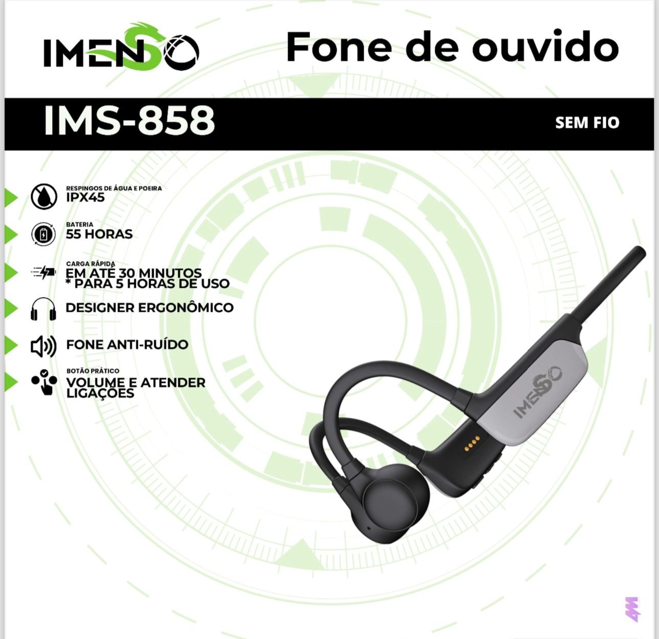 FONE DE OUVIDO IMENSO COM CONDUÇÃO ÓSSEA IMS-858 | GRUPO YMA