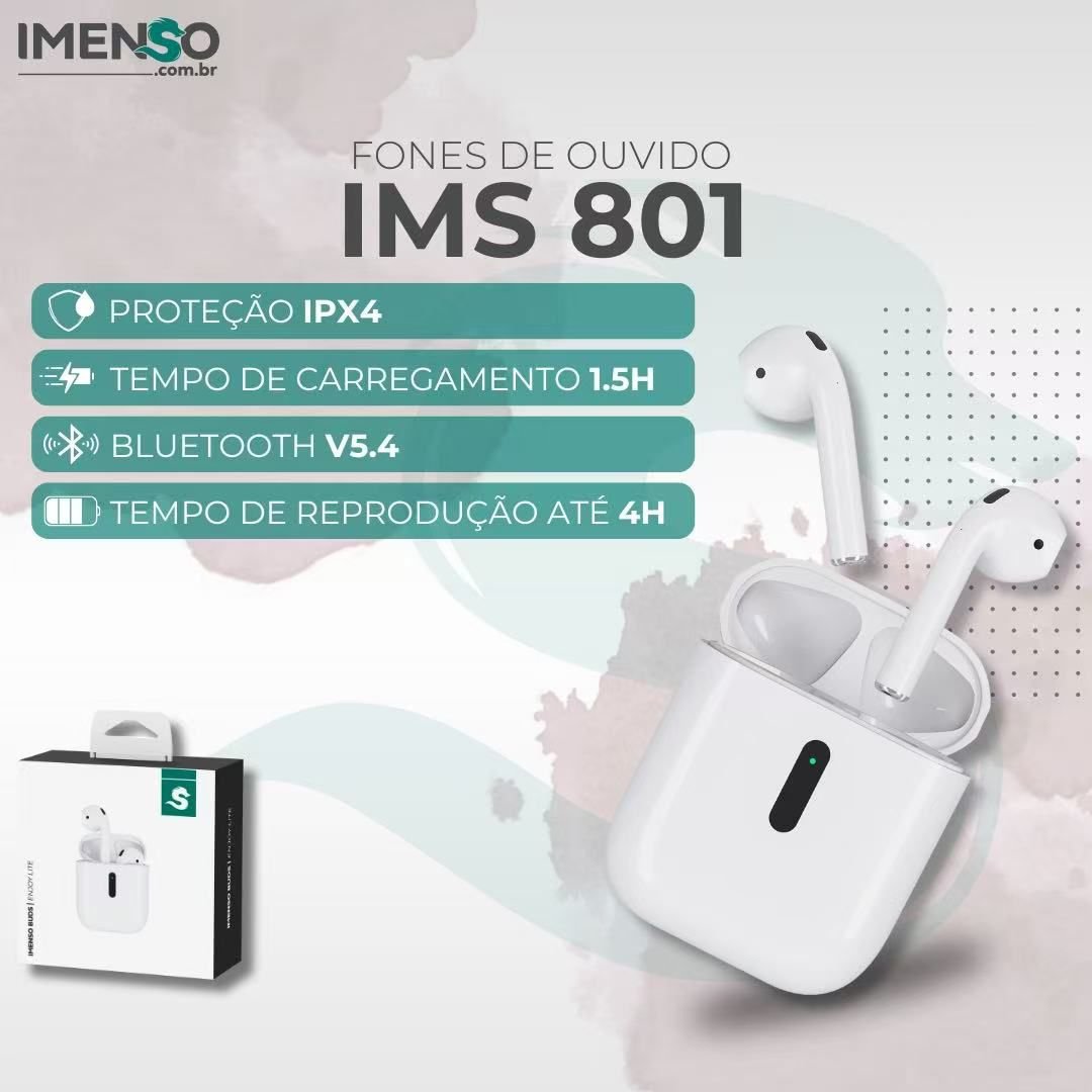 FONE DE OUVIDO IMENSO BUDS WIRELESS IMS-801 | GRUPO YMA
