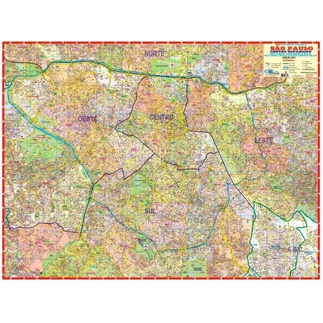 Mapa Da Cidade De São Paulo Centro Expandido 120 X 90 Cm - Pontos ...