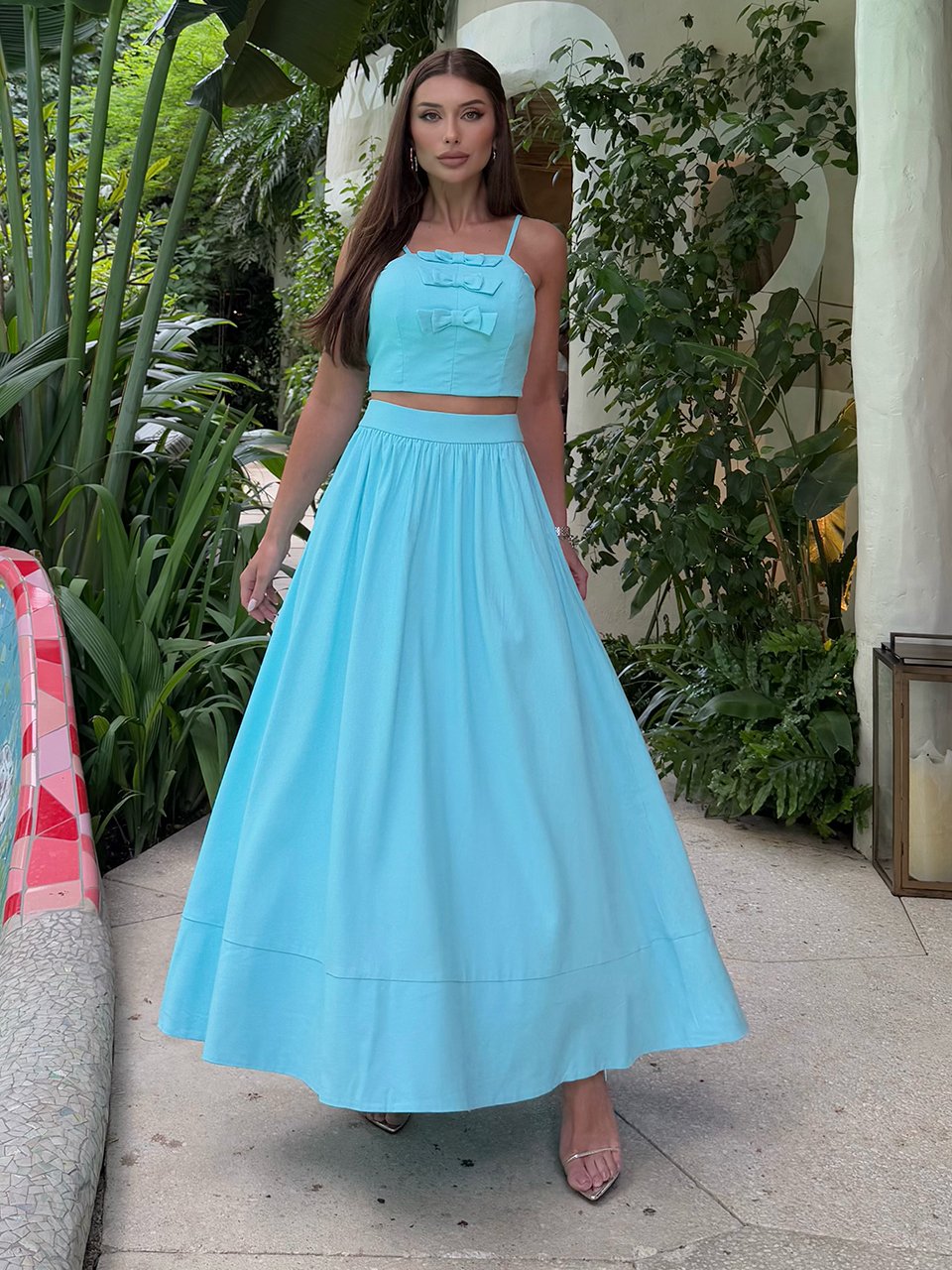 Conjunto de Crepe Azul Frescor | Limonada Pink