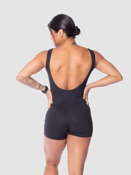 Macaquinho Canelado Viena - Preto | All Shape ® Oficial