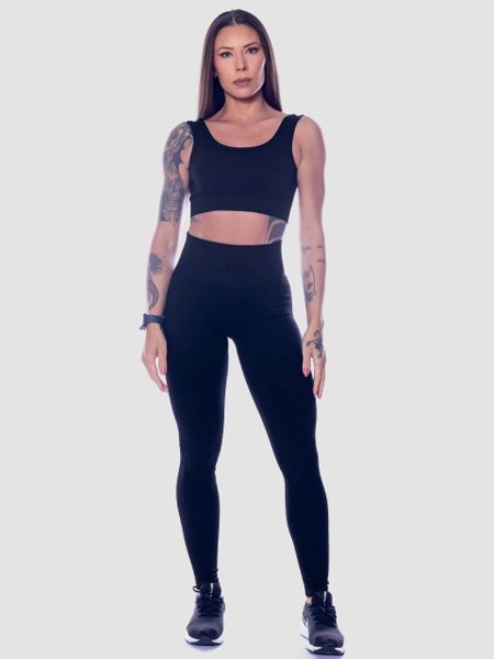 Conjunto SEAMLESS Luxe Canelado Preto | All Shape ® Oficial