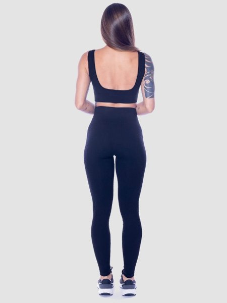 Conjunto SEAMLESS Luxe Canelado Preto | All Shape ® Oficial
