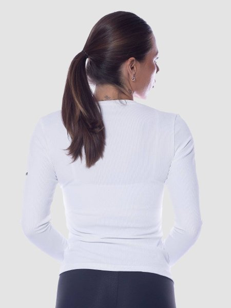Blusa Manga Longa Canelada - Branco | All Shape ® Oficial