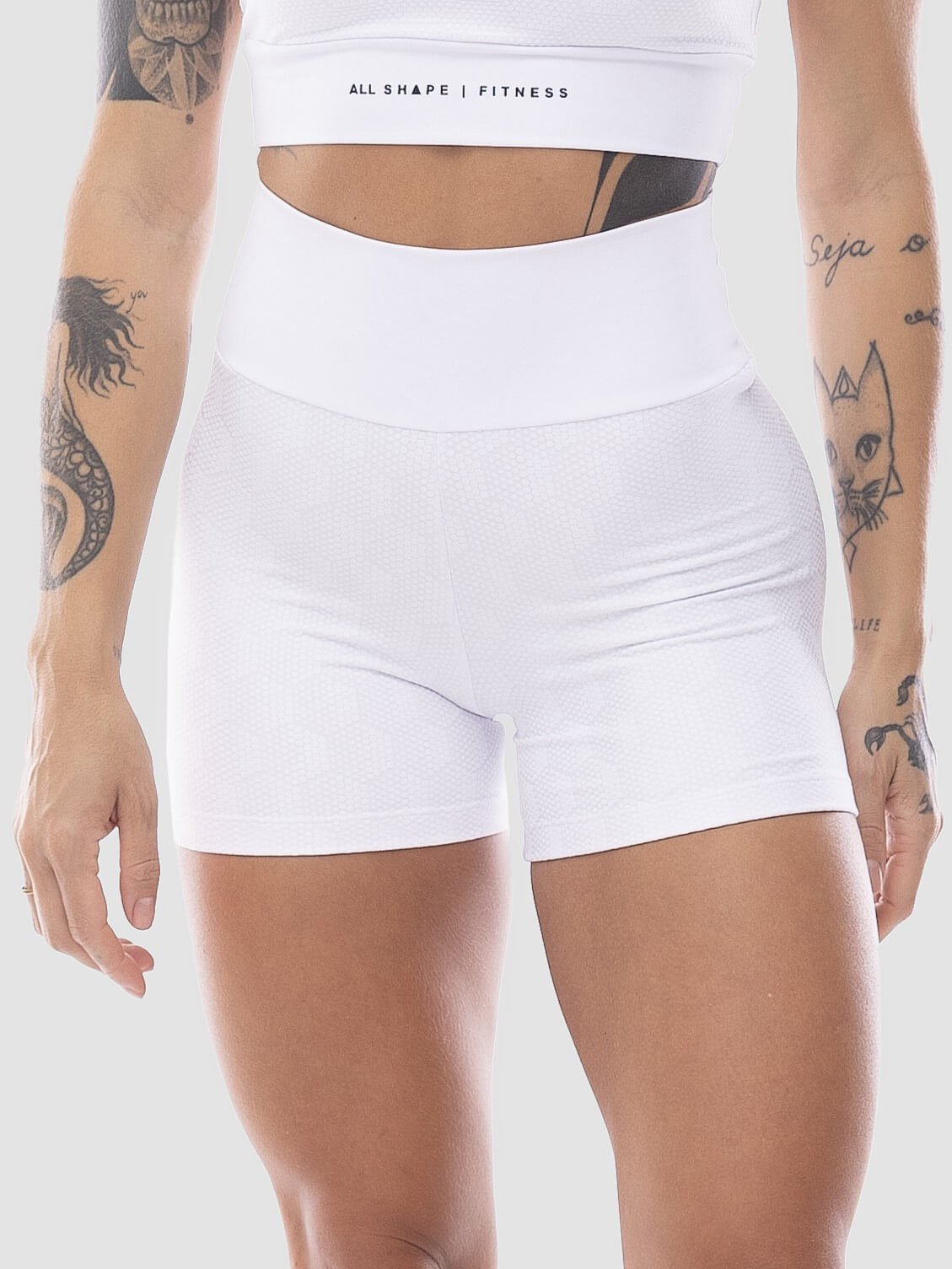 Short Jacquard Colmeia - Branco | All Shape ® Oficial