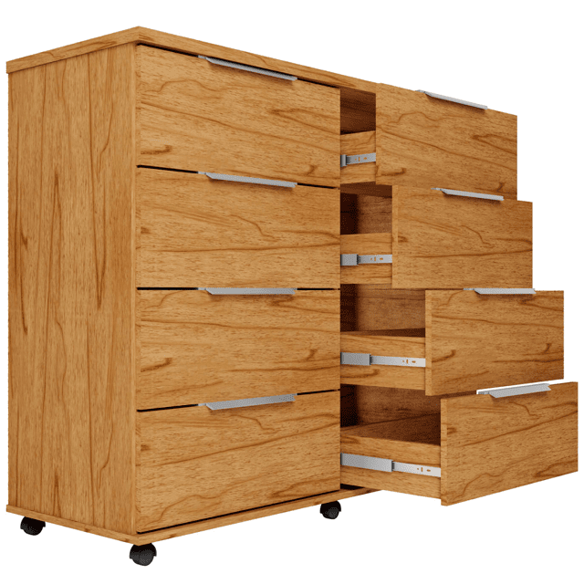 Cômoda 100% MDF com 8 Gavetas e Rodinhas | Luna Móveis