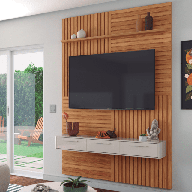 Painel Ripado para TV de 70" 1,77m(L) X 2,50m(A) | Luna Móveis