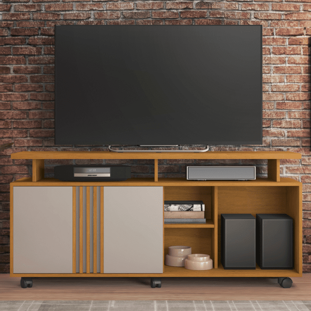 Rack Ripado e com Rodinhas para TV de até 55" | Luna Móveis