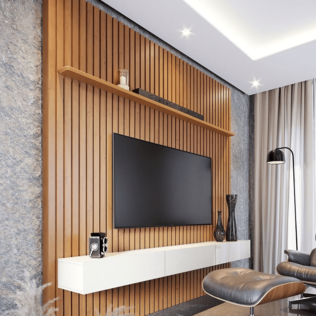 Painel Ripado para TV de 75" Prime 2,30m x 2,50m | Luna Móveis