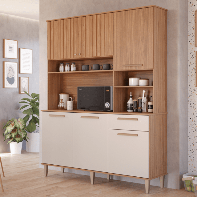 Armário de Cozinha Ripado 100% MDF 1,51m | Luna Móveis