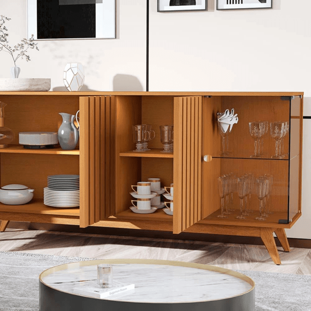 Buffet Retrô Ripado com 4 Portas | Luna Móveis