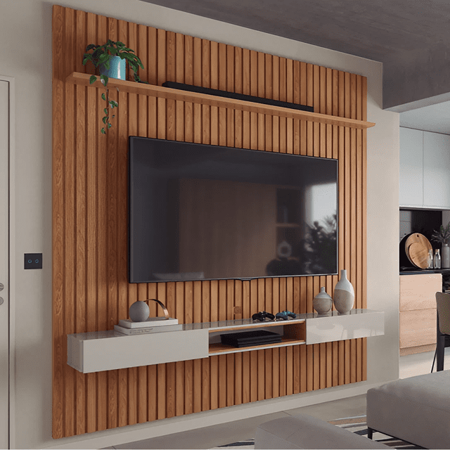 Painel Ripado Prime 1,48m(L) x 2,50m(A) para TV de 70" | Luna Móveis