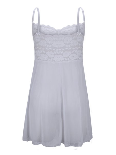 Camisola Plus Size Lorena Em Tule laise Branco | Recriar Lingerie Plus Size