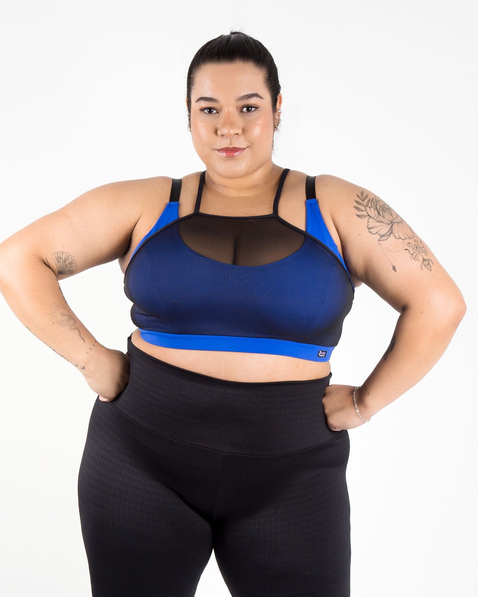 Top Fitness Dani Plus Size Suplex e Tule | Recriar Lingerie Plus Size