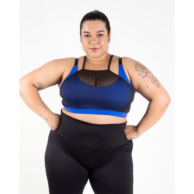 Top Fitness Dani Plus Size Suplex e Tule | Recriar Lingerie Plus Size