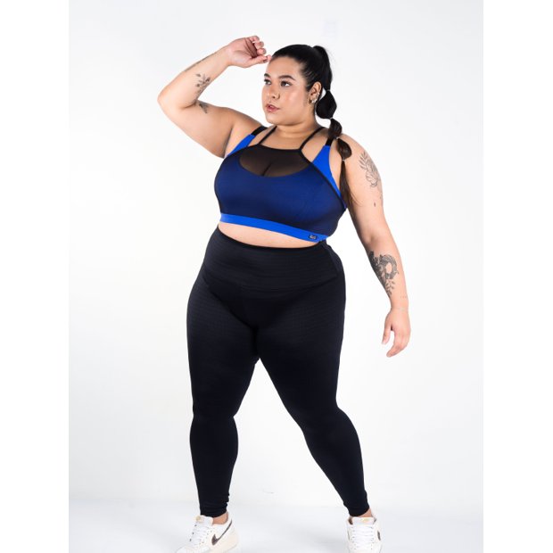 Top Fitness Dani Plus Size Suplex e Tule | Recriar Lingerie Plus Size