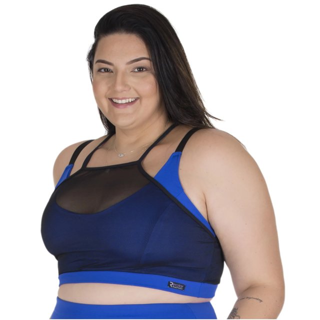 Top Fitness Dani Plus Size Suplex e Tule | Recriar Lingerie Plus Size