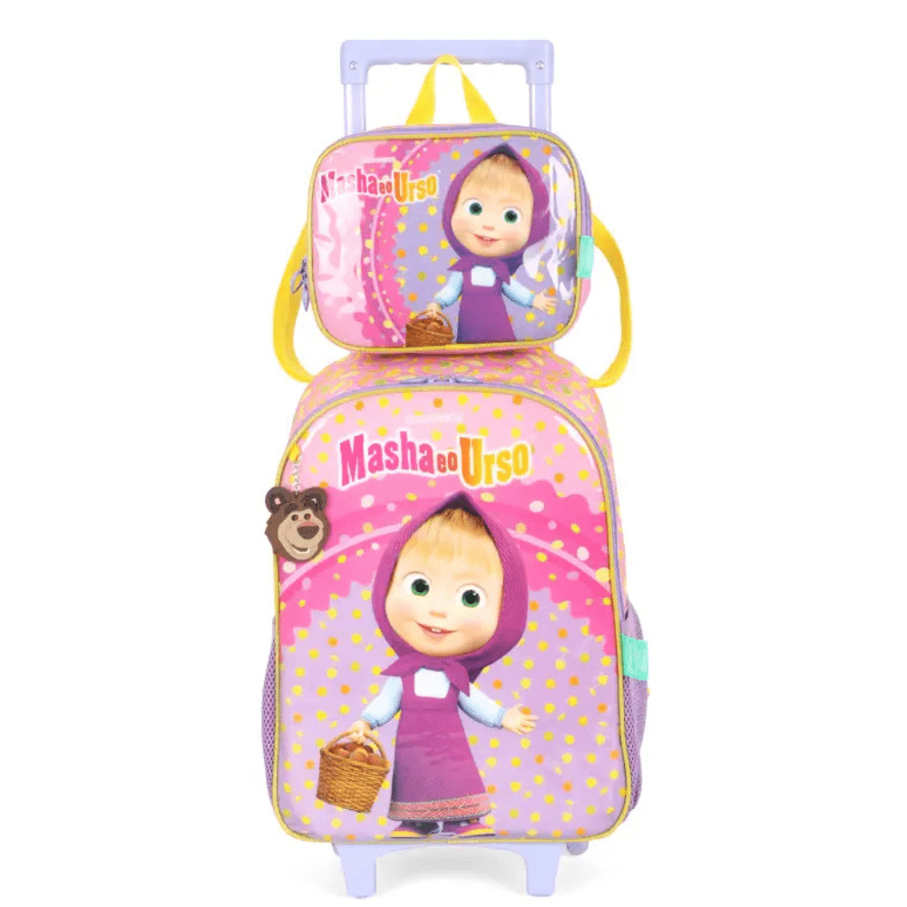 KIT MOCHILA + LANCHEIRA MARSHA E O URSO | Lojas Top Mix