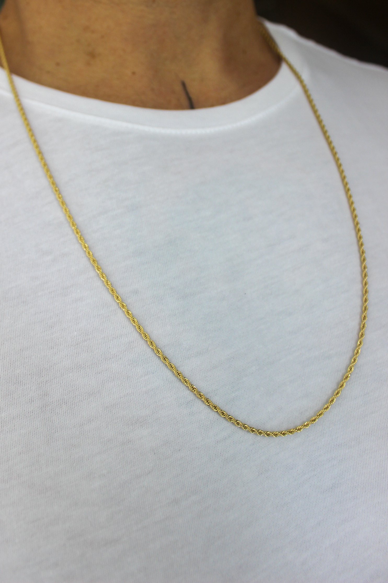 corrente masculina cordão baiano 2mm 70cm ouro | LURI Acessórios