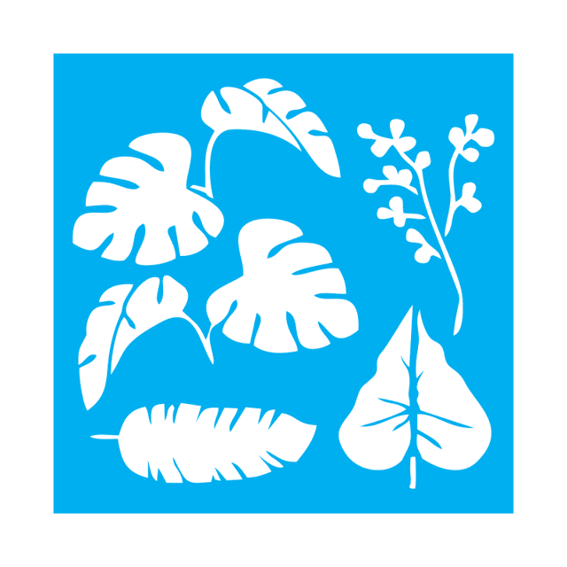 Stencil Folhas - 30x30 - Ref 9673 | Stencil direto da fábrica com até 50% Off | Tamako Laser