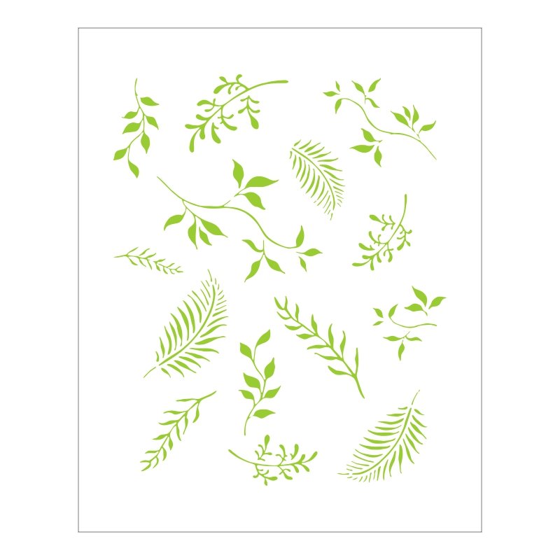 Stencil Folhas - 20x25 - Ref B180 | Stencil direto da fábrica com até 50% Off