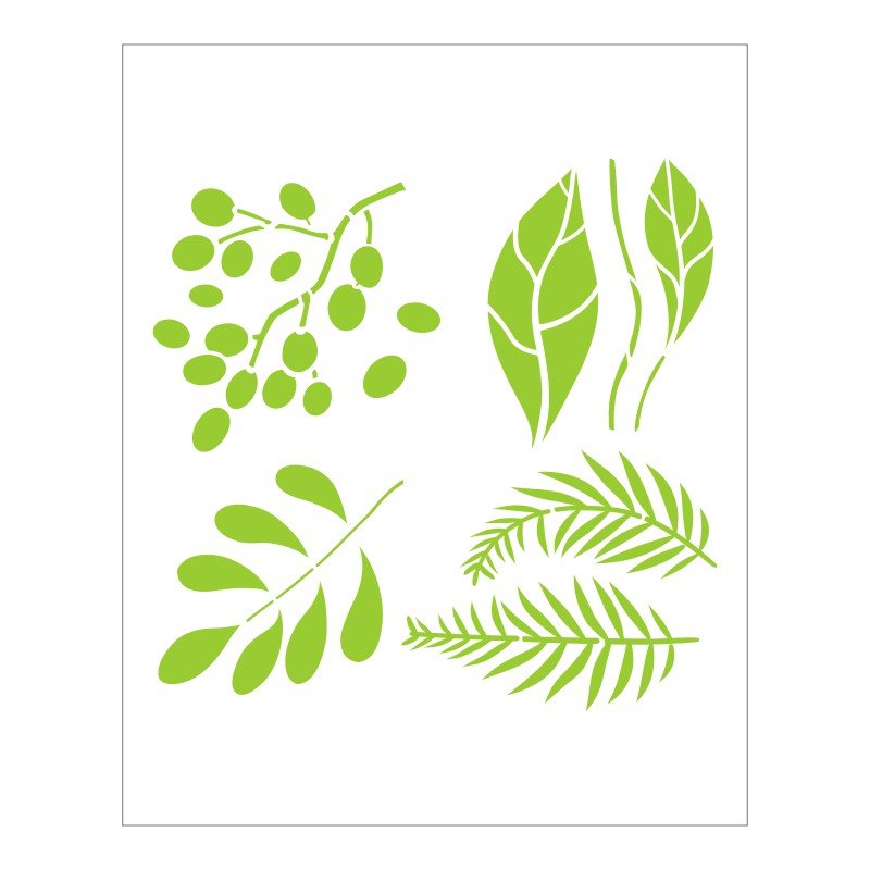 Stencil Folhas - 20x25 - Ref B927 | Stencil direto da fábrica com até 50% Off | Tamako Laser
