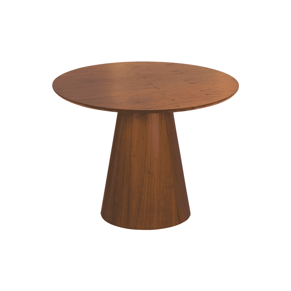 Mesa de Jantar Cone Redonda 80 cm - Lâmina de Madeira Cinamomo Castanho | DecoCasa | Mesas e ...