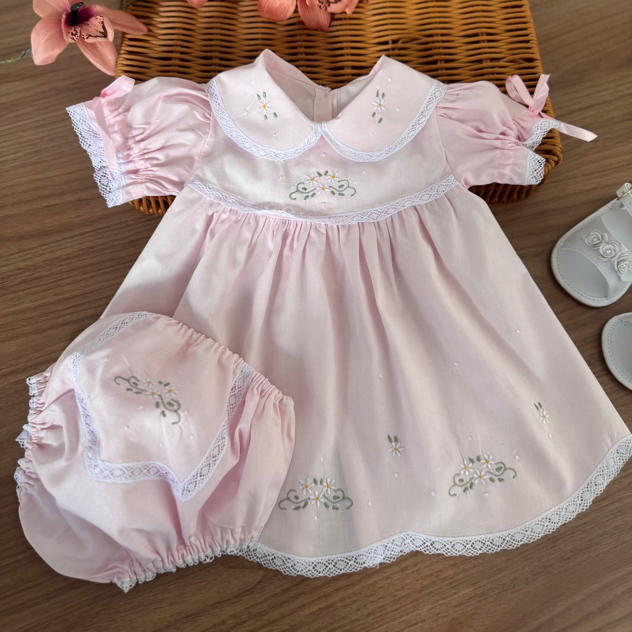 Vestido Lara Rosa com Bordado | Loja linda boutique