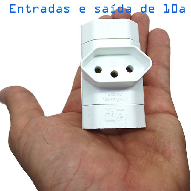 Adaptador de Tomada Benjamim Tipo T com 3 Tomadas de 10a Universal ...
