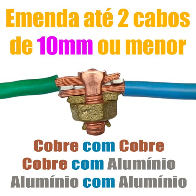 Split Bolt Conector Parafuso Fendido Bimetálico 10mm para Emenda Cabos ...