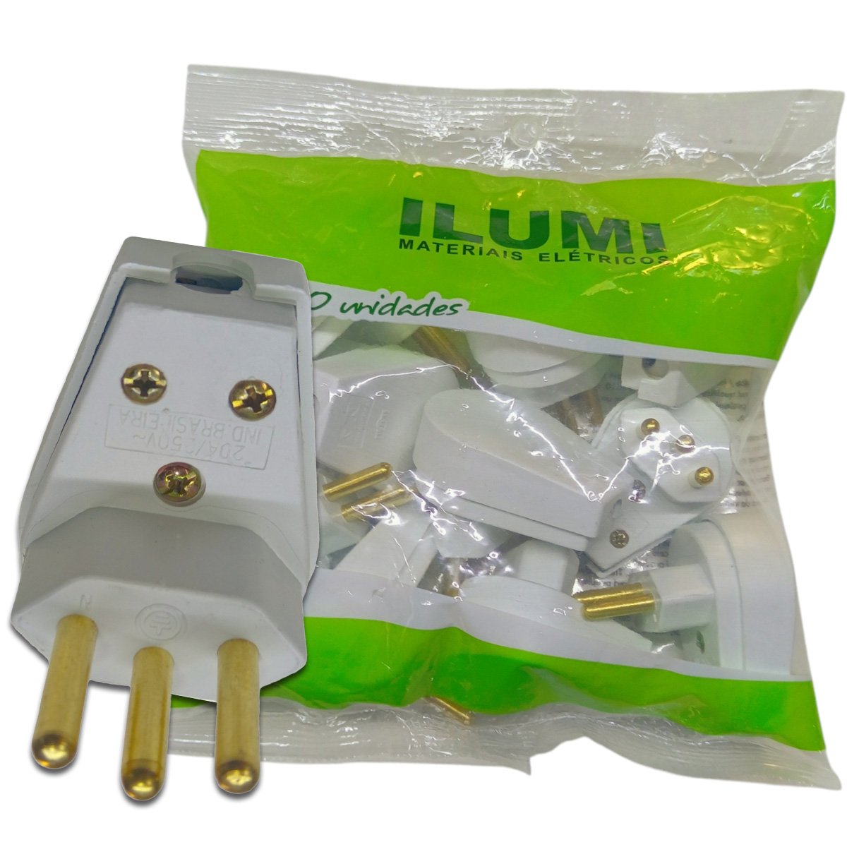 Plug Macho 3 Pinos Tomada Gigante 20a com Prensa Cabo Extensão Branco ...