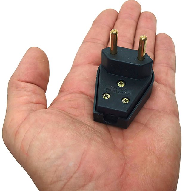 Plug Macho Gigante com Prensa Cabo 2 pinos de 20a para Extensão Tomada ...