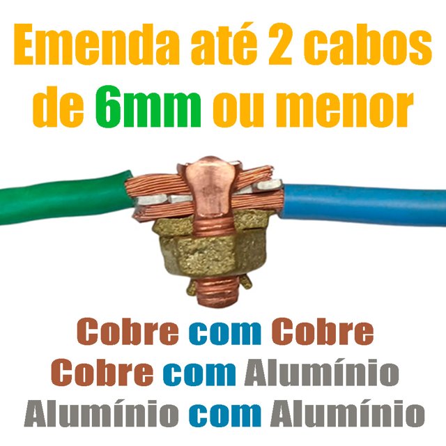 Split Bolt Conector Parafuso Fendido Bimetálico 6mm para Emenda Cabos ...